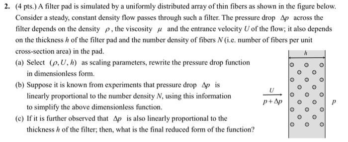 [Solved]: 2. (4 pts.) A filter pad is simulated by a unifor