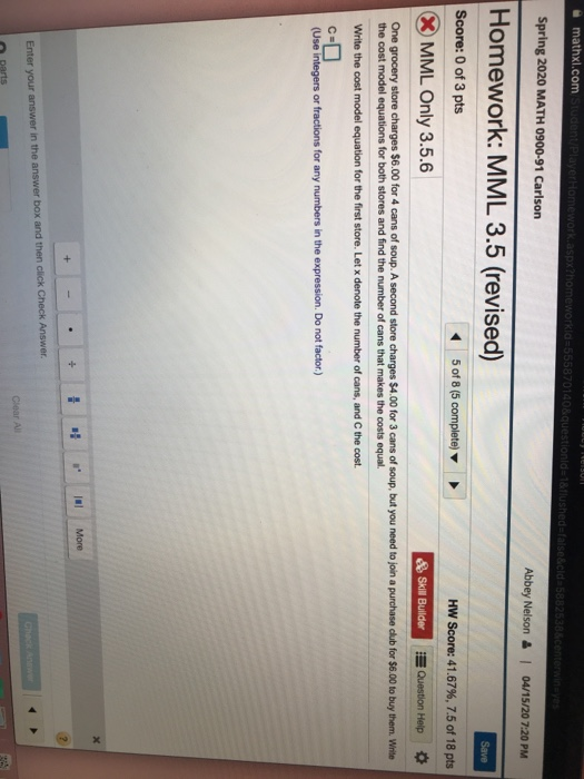 Solved mathxl.com Student Player | Chegg.com