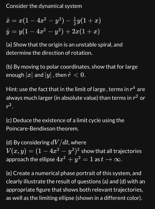 Consider the dynamical system | Chegg.com
