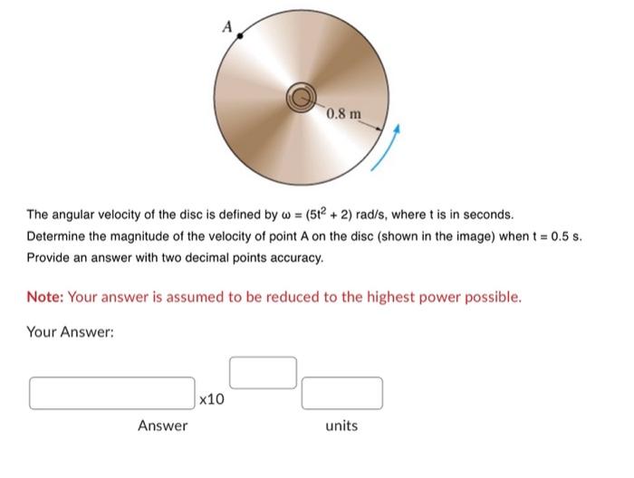 Solved The angular velocity of the disc is defined by | Chegg.com