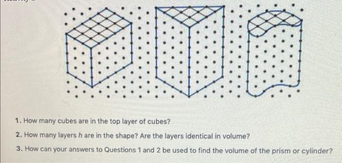 Solved 1. How many cubes are in the top layer of cubes? 2. | Chegg.com
