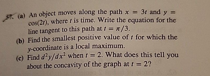 Solved (a) ﻿An object moves along the path x=3t ﻿and | Chegg.com