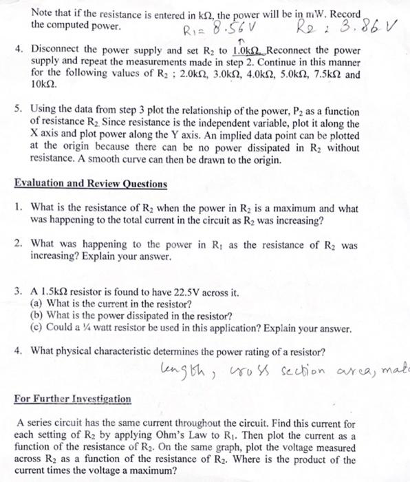 Solved Maximum Power Transfer Objectives To learn the powers | Chegg.com