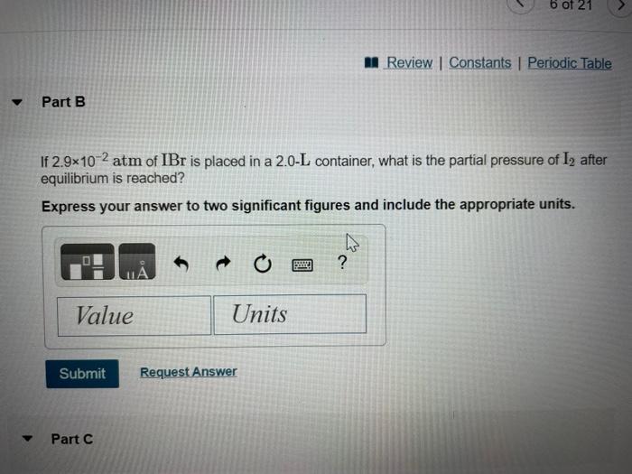 Solved For the equilibrium 2IBr(g)⇌I2(g)+Br2(g)Kp=8.5×10−3 | Chegg.com
