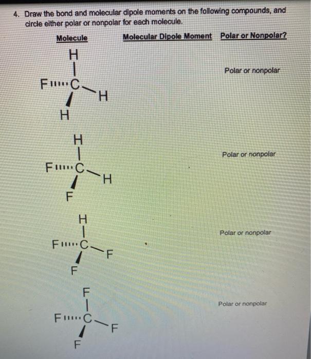 Solved Draw the bond and molecular dipole moments on the | Chegg.com