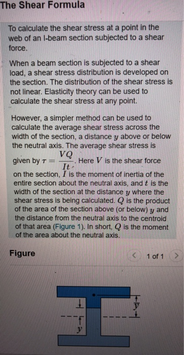 Solved The Shear Formula To calculate the shear stress at a | Chegg.com