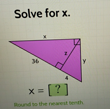 Solve for x.x=[?]Round to the nearest tenth. | Chegg.com
