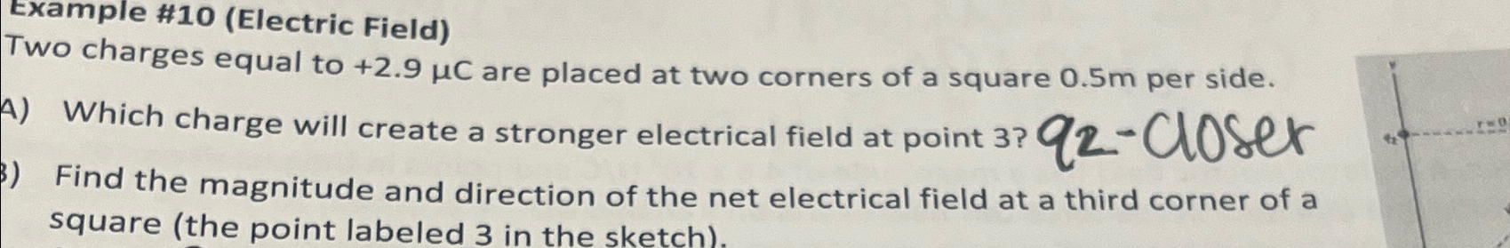 Example #10 (Electric Field)Two charges equal to | Chegg.com