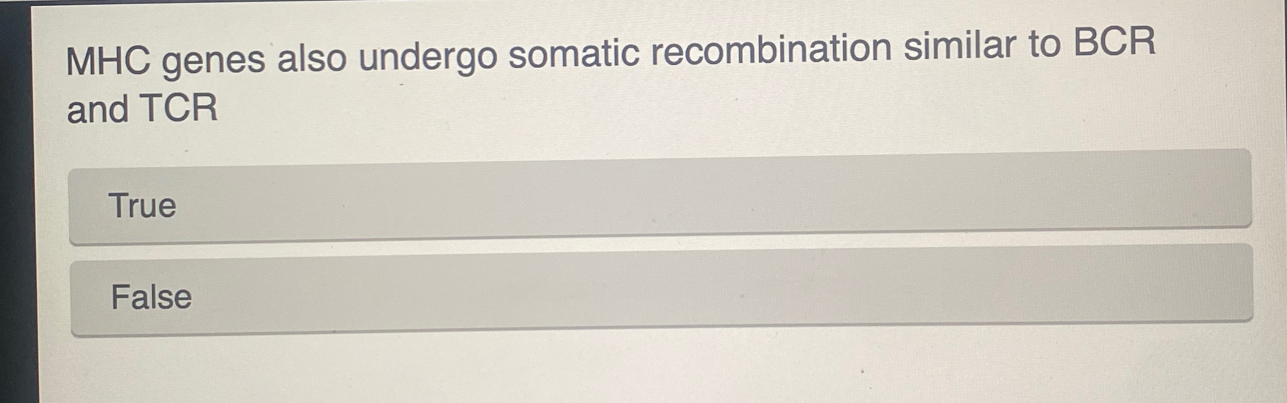Solved MHC genes also undergo somatic recombination similar | Chegg.com