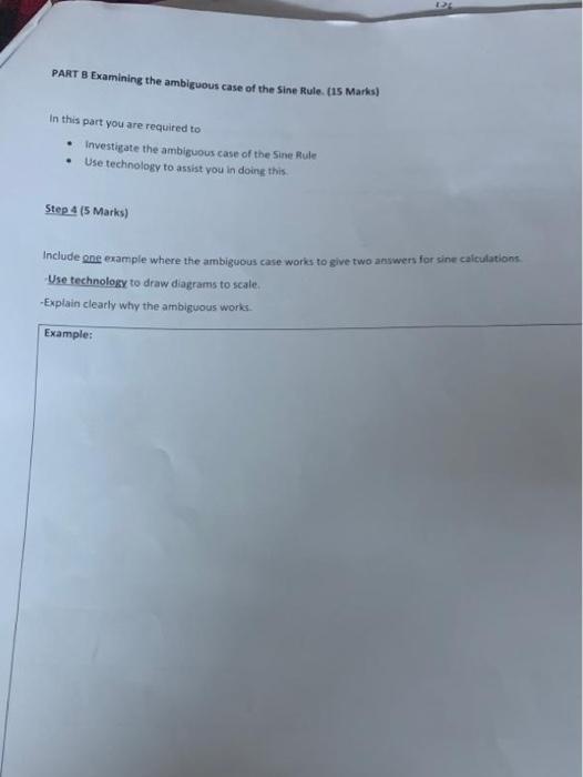 Solved Part B Examining The Ambiguous Case Of The Sine Rule