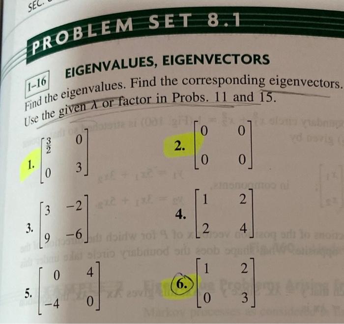 Solved Find The Eigenvalues Find The Corresponding