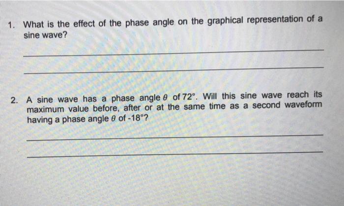 Solved 1. What is the effect of the phase angle on the | Chegg.com