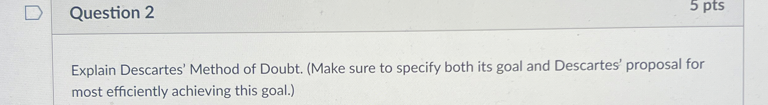 Solved Question 25 ﻿ptsExplain Descartes' Method of Doubt. | Chegg.com