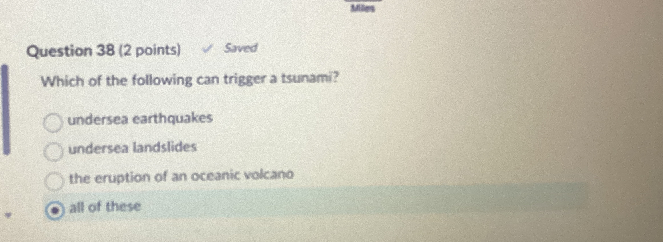 Solved Question 38 (2 ﻿points) ﻿SovedWhich of the following | Chegg.com