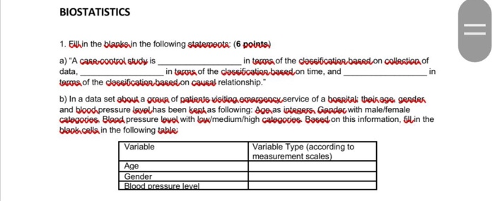 Solved BIOSTATISTICS II 1. Eithin the blanks in the | Chegg.com