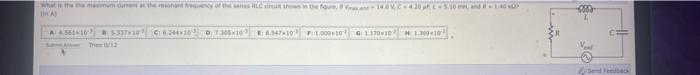 Solved What is the the maximum current at the resonant | Chegg.com