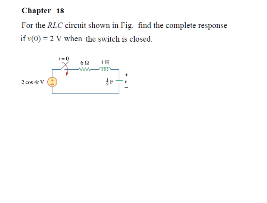 [Solved]: Chapter 18 For the RLC circuit shown in Fig. find