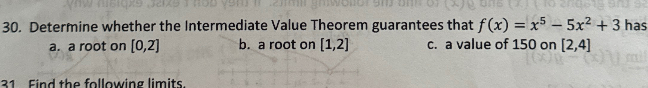 Solved Determine whether the Intermediate Value Theorem | Chegg.com