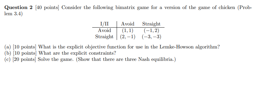 Solved Question 2 [40 ﻿points] ﻿Consider the following | Chegg.com
