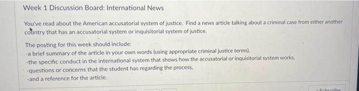 Week 1 Discussion Board: International News You've | Chegg.com