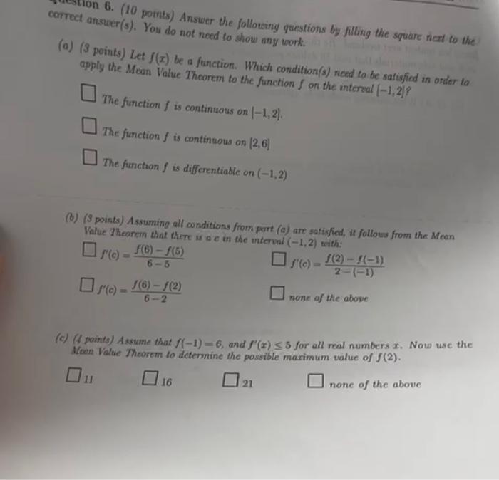 Solved correct anier (10 pomts) Answer the following | Chegg.com