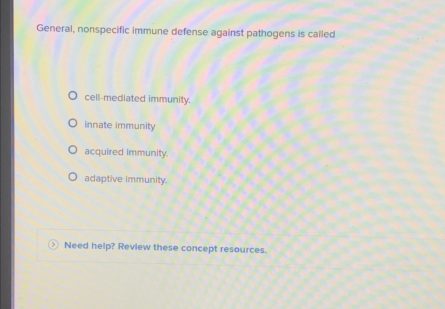 Solved General, nonspecific immune defense against pathogens | Chegg.com