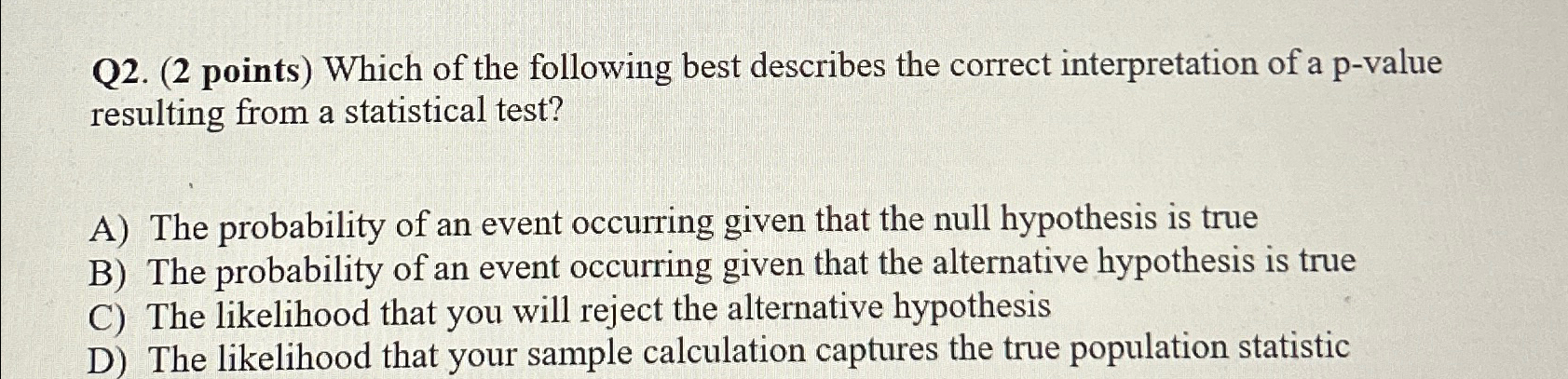 Solved Q2. (2 ﻿points) ﻿Which of the following best | Chegg.com