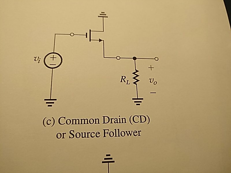 Solved V + RL 0o (c) Common Drain (CD) or Source Follower 두 | Chegg.com