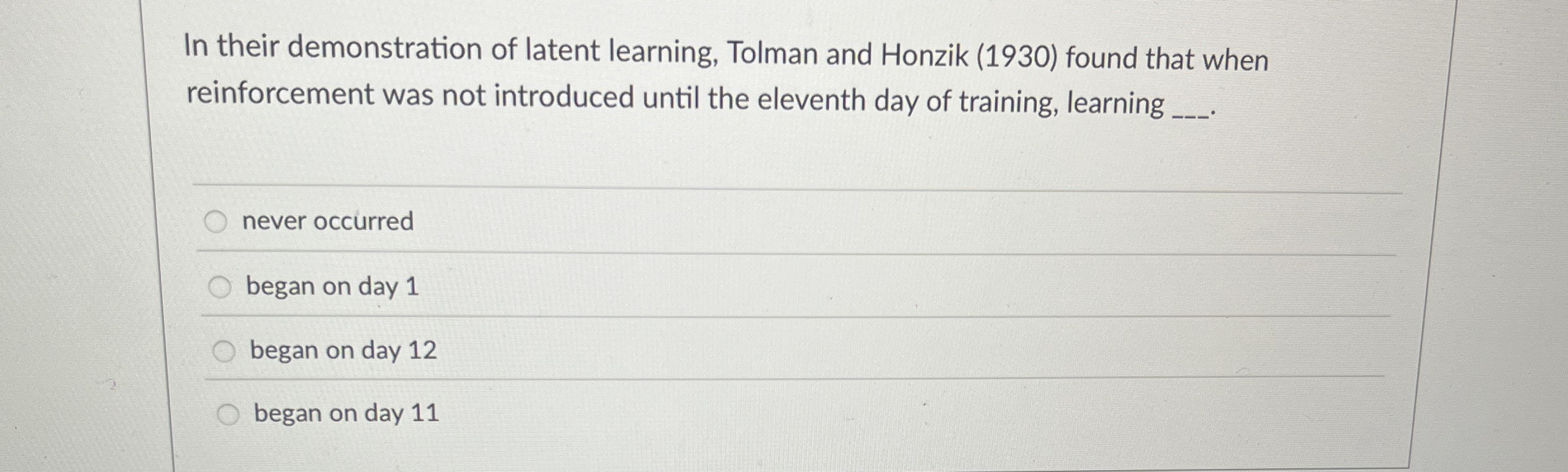 Solved In their demonstration of latent learning, Tolman and | Chegg.com