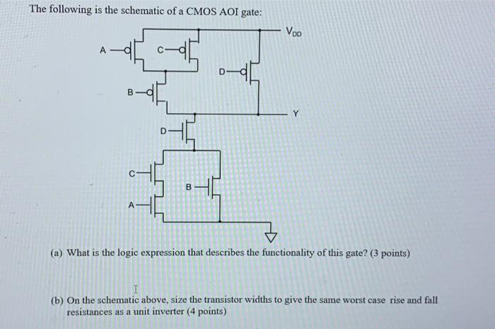 Solved The following is the schematic of a CMOS AOI gate: | Chegg.com