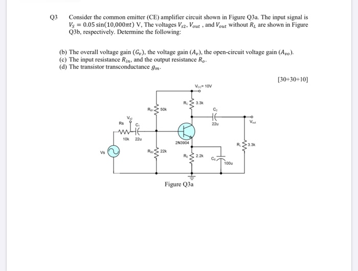 Solved Q3 Consider the common emitter (CE) amplifier circuit | Chegg.com