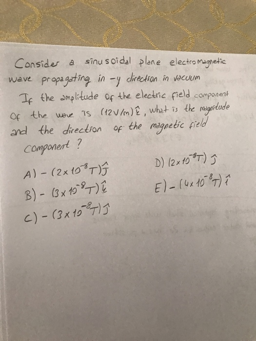Solved Consider a sinusoidal plane electromagnetic wave | Chegg.com