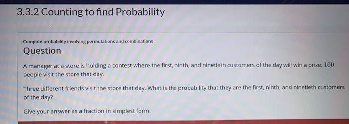 Solved 3.3.2 Counting to find Probability Compute | Chegg.com