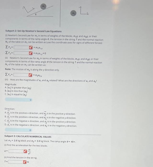 Solved 1. A block of mass m1 and a block of mass m2 are | Chegg.com