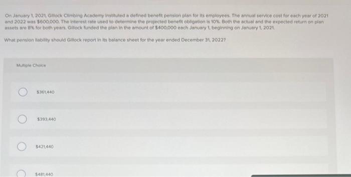 Solved On Januafy 1, 2021, Gelock Climbing Academy | Chegg.com