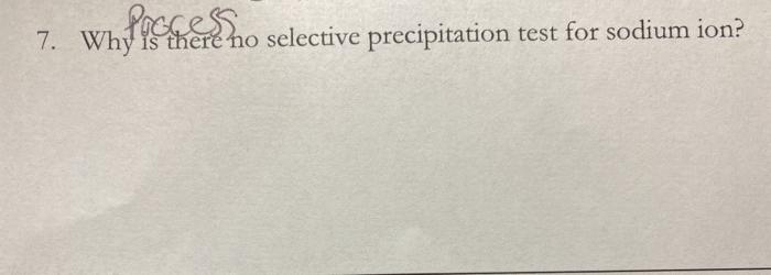 Solved 5. Write down the precipitation reactions that would | Chegg.com