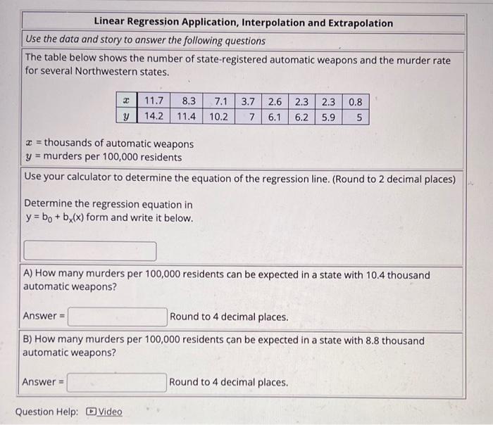 Solved Linear Regression Application, Interpolation and | Chegg.com