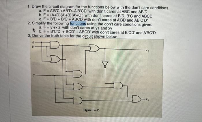 Solved 1. Draw the circuit diagram for the functions below | Chegg.com