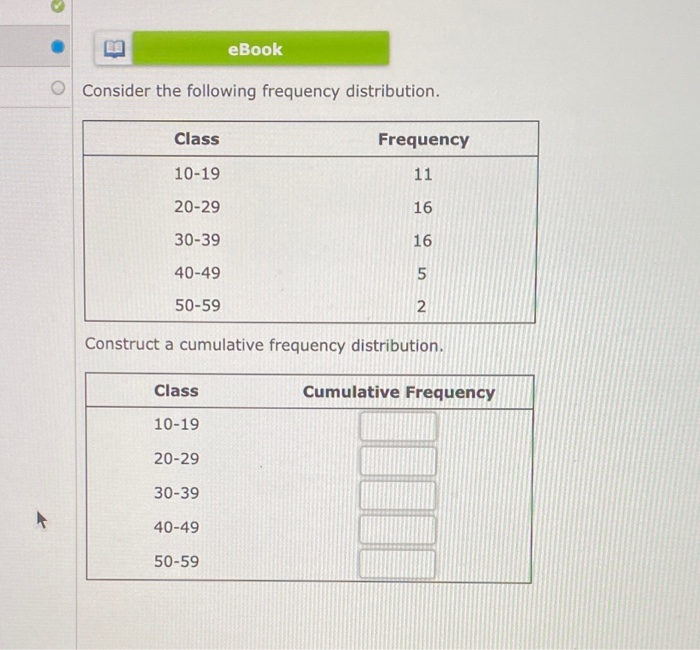 Solved eBook Consider the following frequency distribution. | Chegg.com