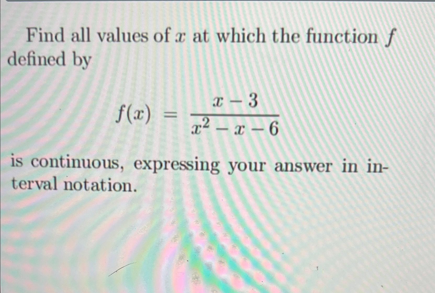 Solved Find all values of x ﻿at which the function f | Chegg.com