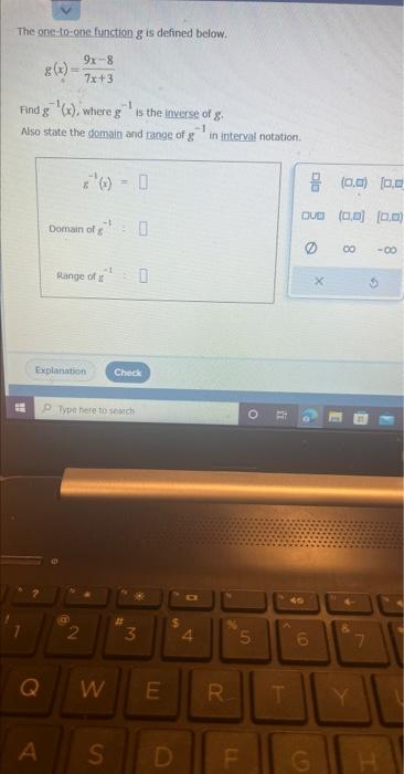 Solved The one-to-one function g is defined below. | Chegg.com
