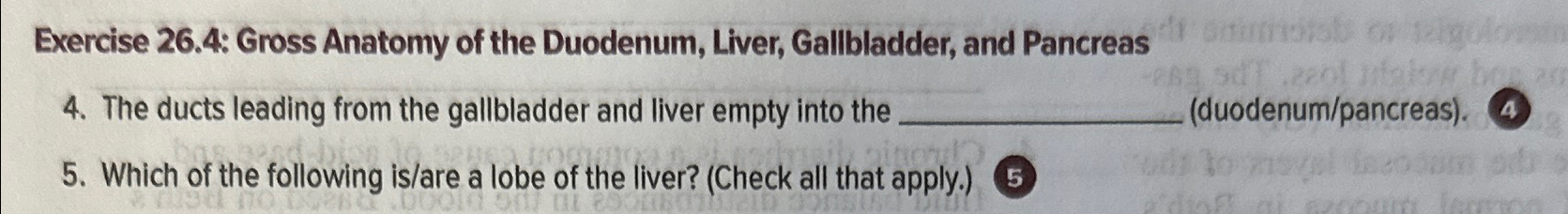 Solved Exercise 26.4: Gross Anatomy of the Duodenum, Liver, | Chegg.com