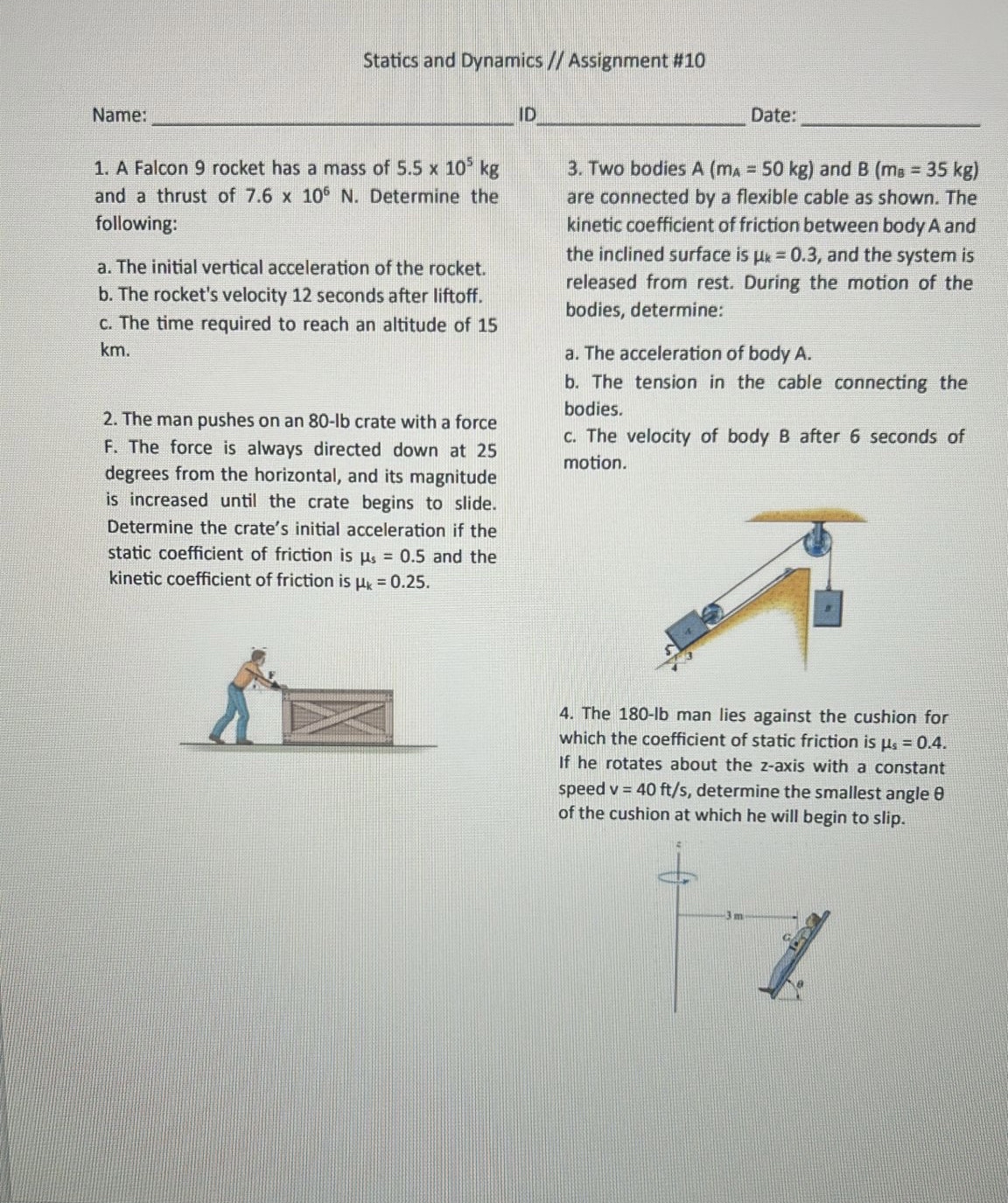 Statics and Dynamics // ﻿Assignment #10Name: ﻿II | Chegg.com