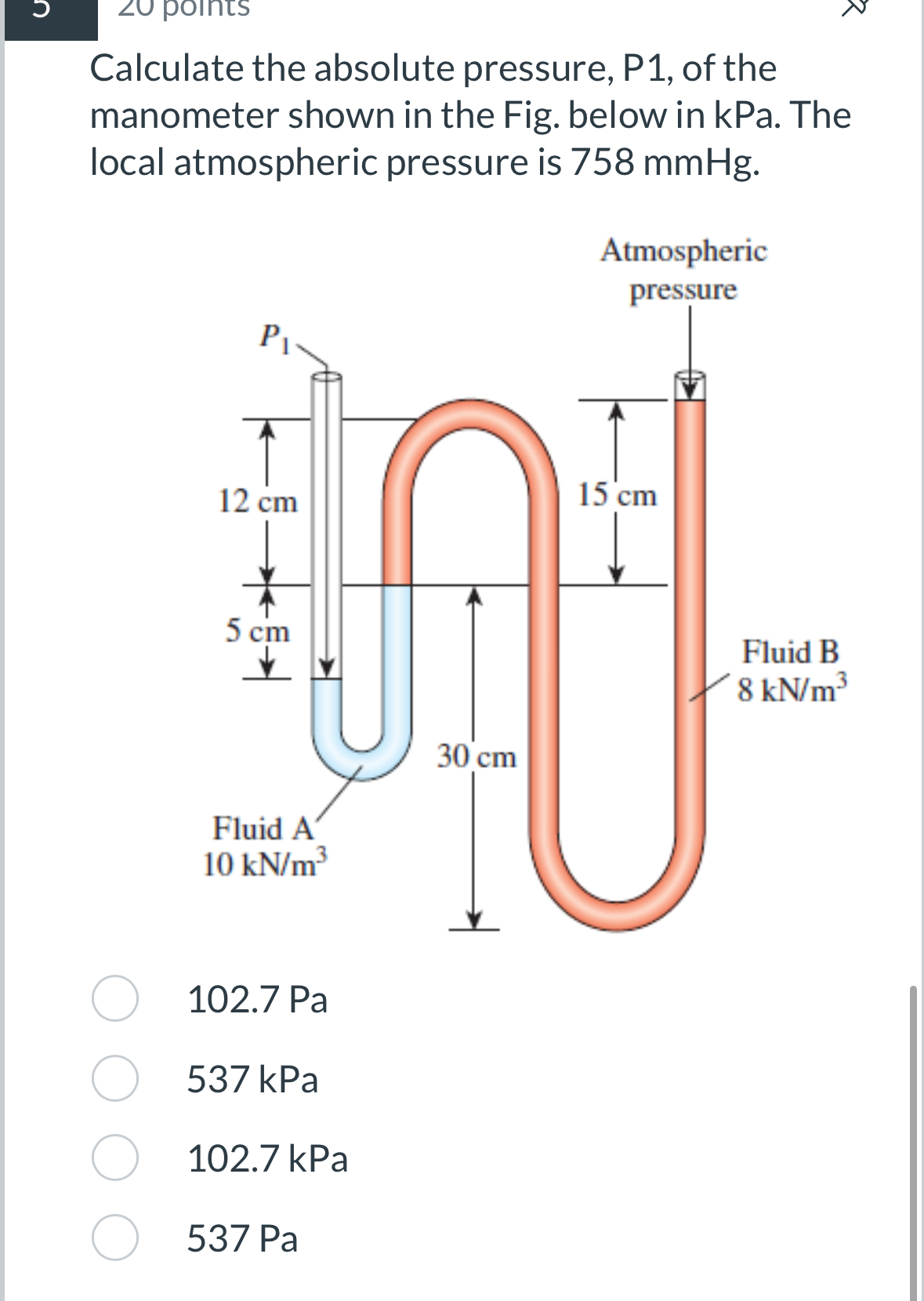 Solved Calculate the absolute pressure, P1, of the | Chegg.com Solved Calculate the absolute pressure, P1, of the | Chegg.com