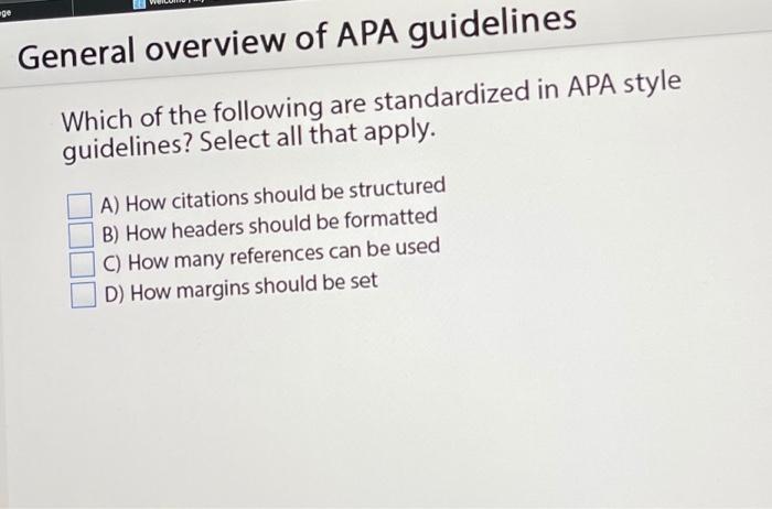 ge General overview of APA guidelines Which of the | Chegg.com