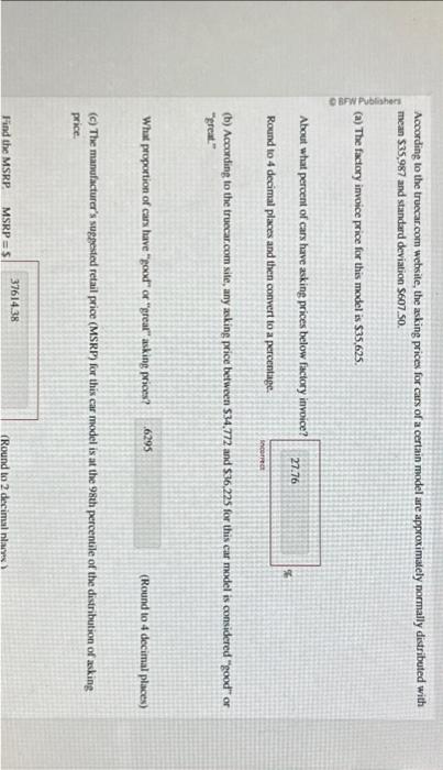 Solved Acoording to the truecar.com website, the asking | Chegg.com