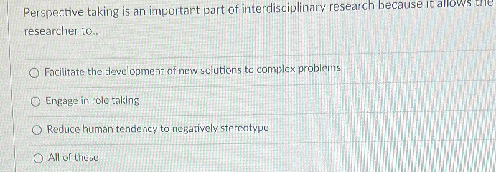 Solved Perspective taking is an important part of | Chegg.com
