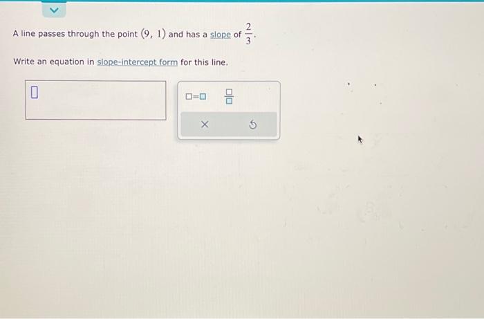 Solved A line passes through the point (9, 1) and has a | Chegg.com