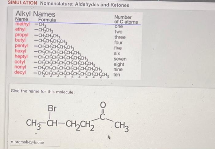 Solved SIMULATION Nomenclature: Aldehydes and Ketones Give | Chegg.com