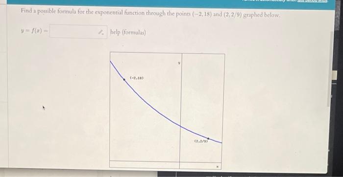 Solved Find a possible formula for the exponential function | Chegg.com